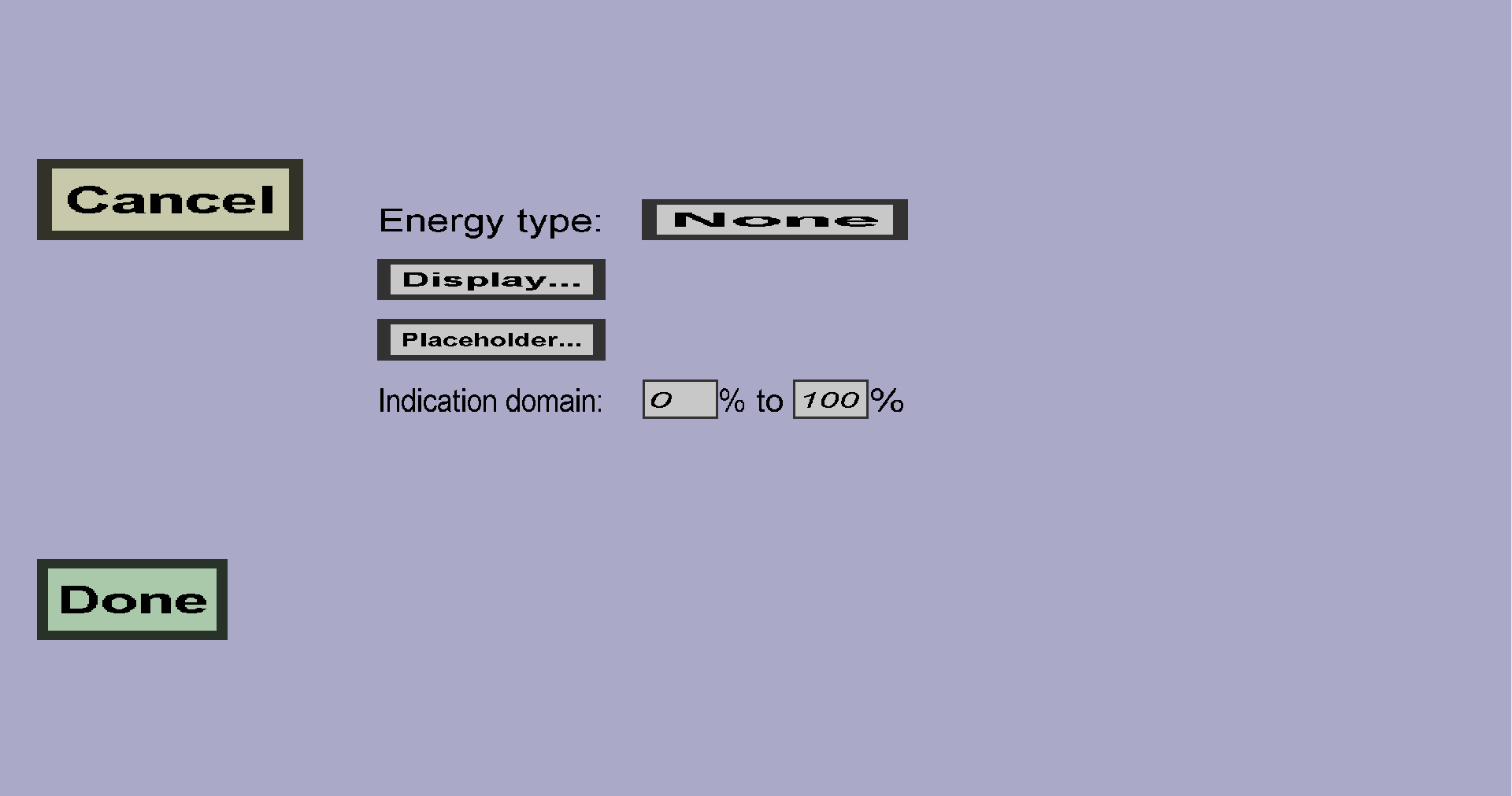 Energy indicator menu